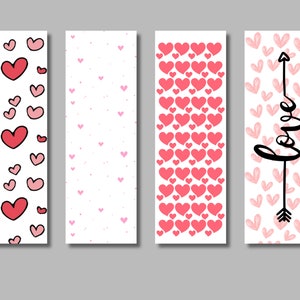 Heart Bookmark, Digital Valentine's Bookmarks, Printable Bookmarks ...