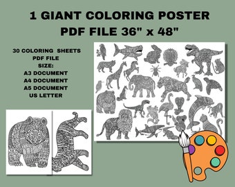 Giant Coloring Poster Zentangle Coloring Creative Coloring Page Large ...