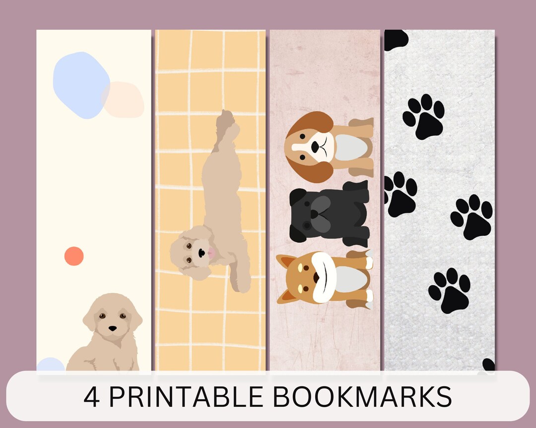 Dog Bookmark for Kid, Printable Dog Bookmarks, Printable Bookmarks for ...