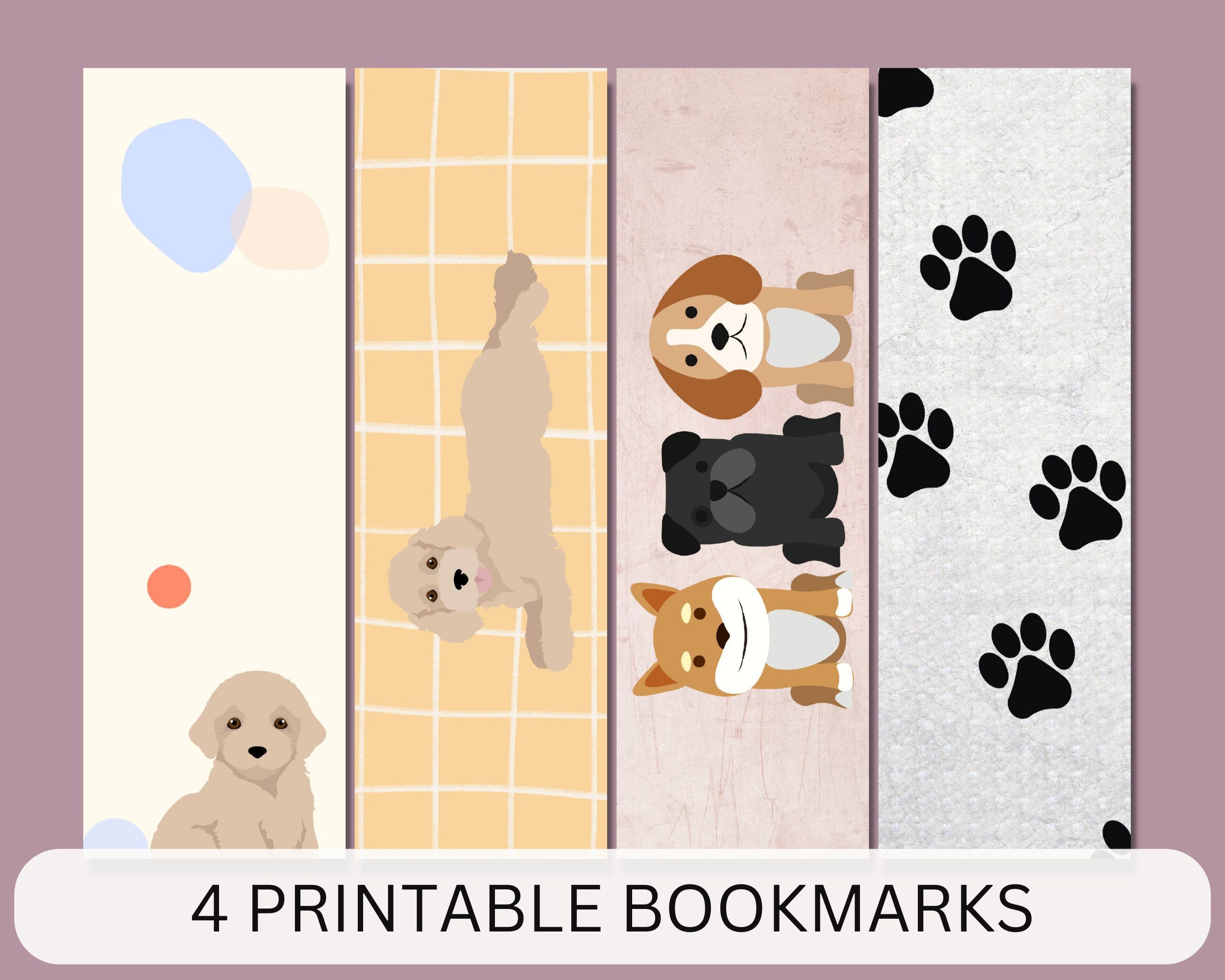 Dog Bookmark for Kid, Printable Dog Bookmarks, Printable Bookmarks for ...