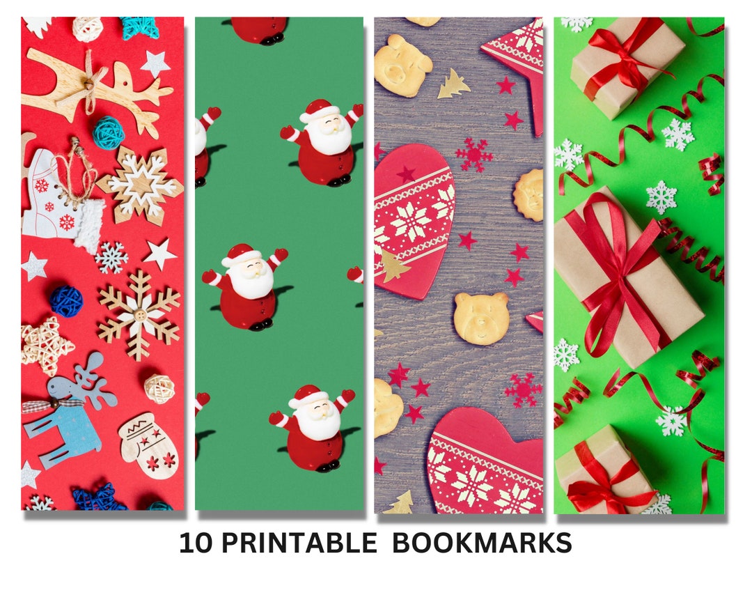 Christmas Bookmarks, Printable Bookmarks, Digital Bookmarks, Book Lover ...