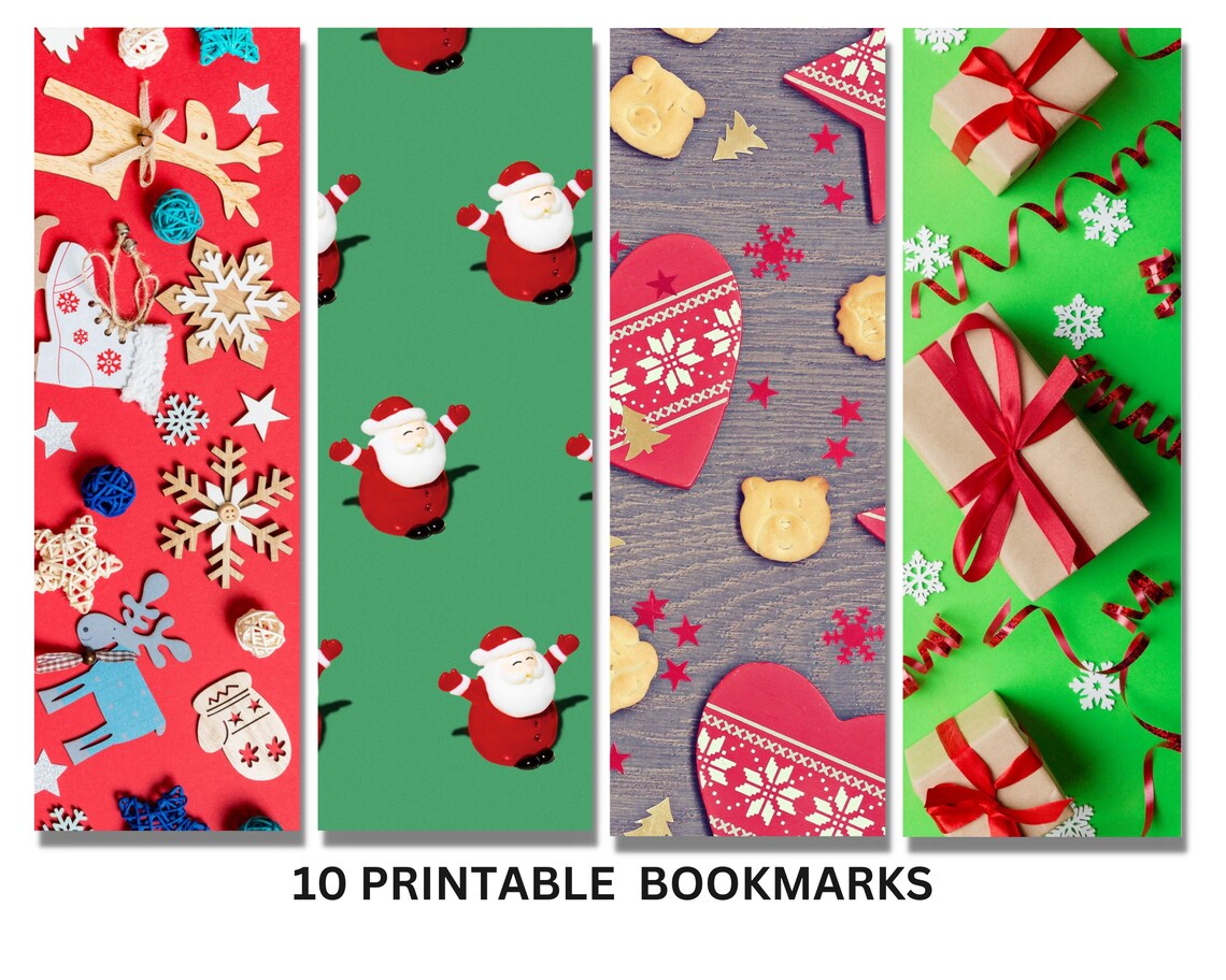 Christmas Bookmarks, Printable Bookmarks, Digital Bookmarks, Book Lover ...