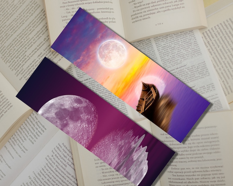 Moon Bookmarks, Printable Bookmarks, Bookmarks Set of 10, Moon Picture ...