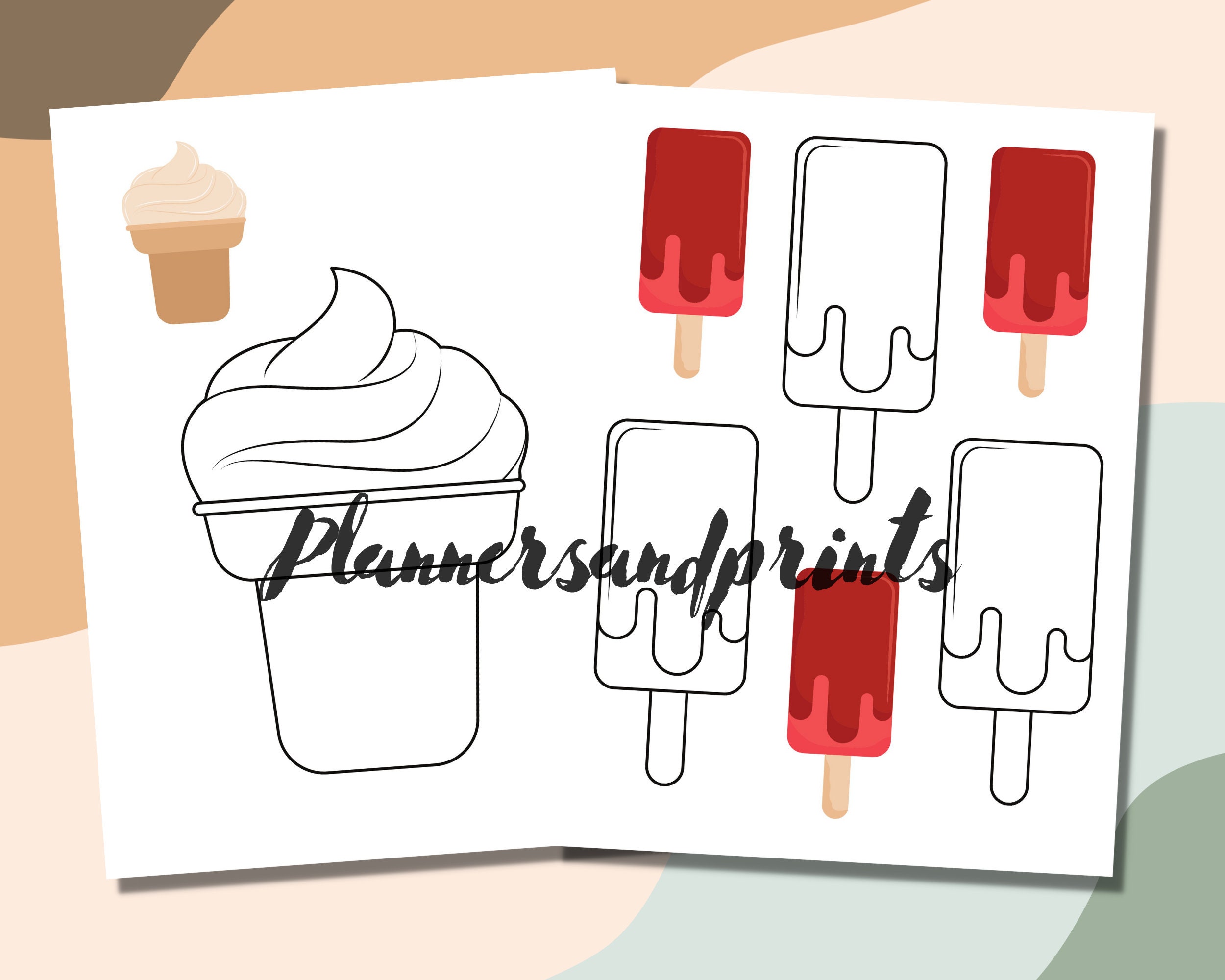 Ice Cream Coloring Pages for Kids: 20 Printable Designs (digital ...