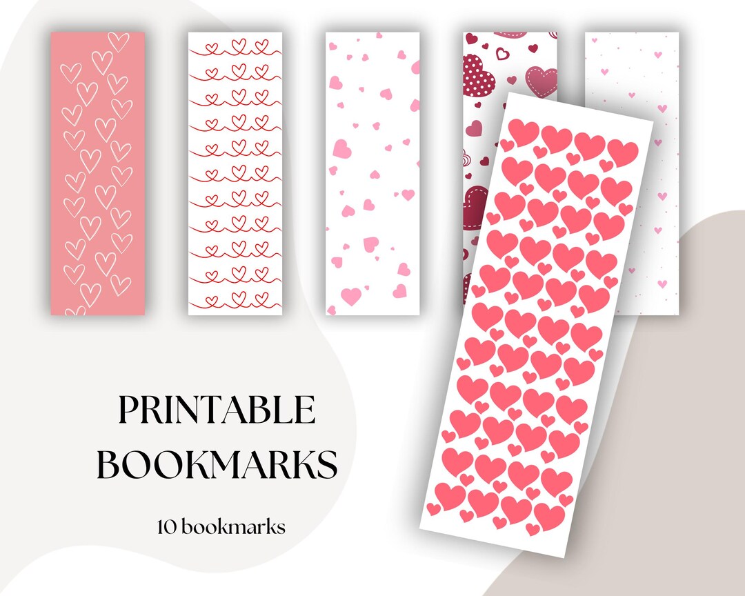 Heart Bookmark, Digital Valentine's Bookmarks, Printable Bookmarks ...