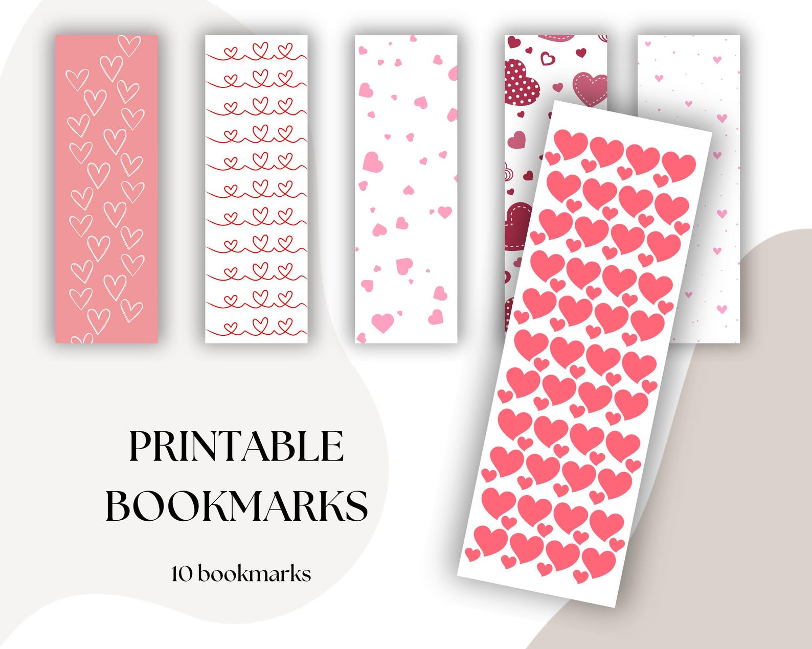 Heart Bookmark, Digital Valentine's Bookmarks, Printable Bookmarks ...