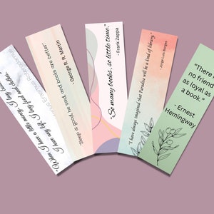 Printable Bookmark, Digital Product, Set of Five, Digital Bookmark ...