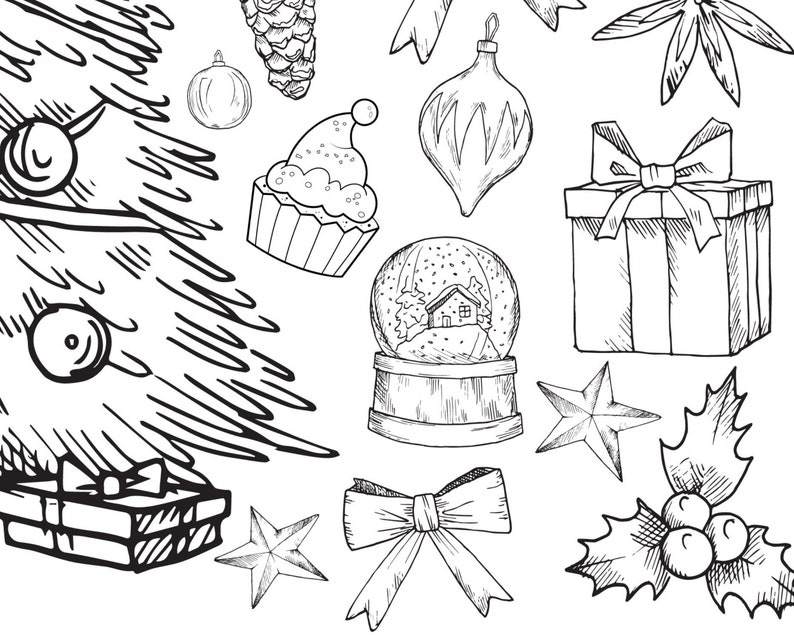 Giant Christmas Coloring Poster: Holiday Tree, Ornaments (PDF) - Etsy