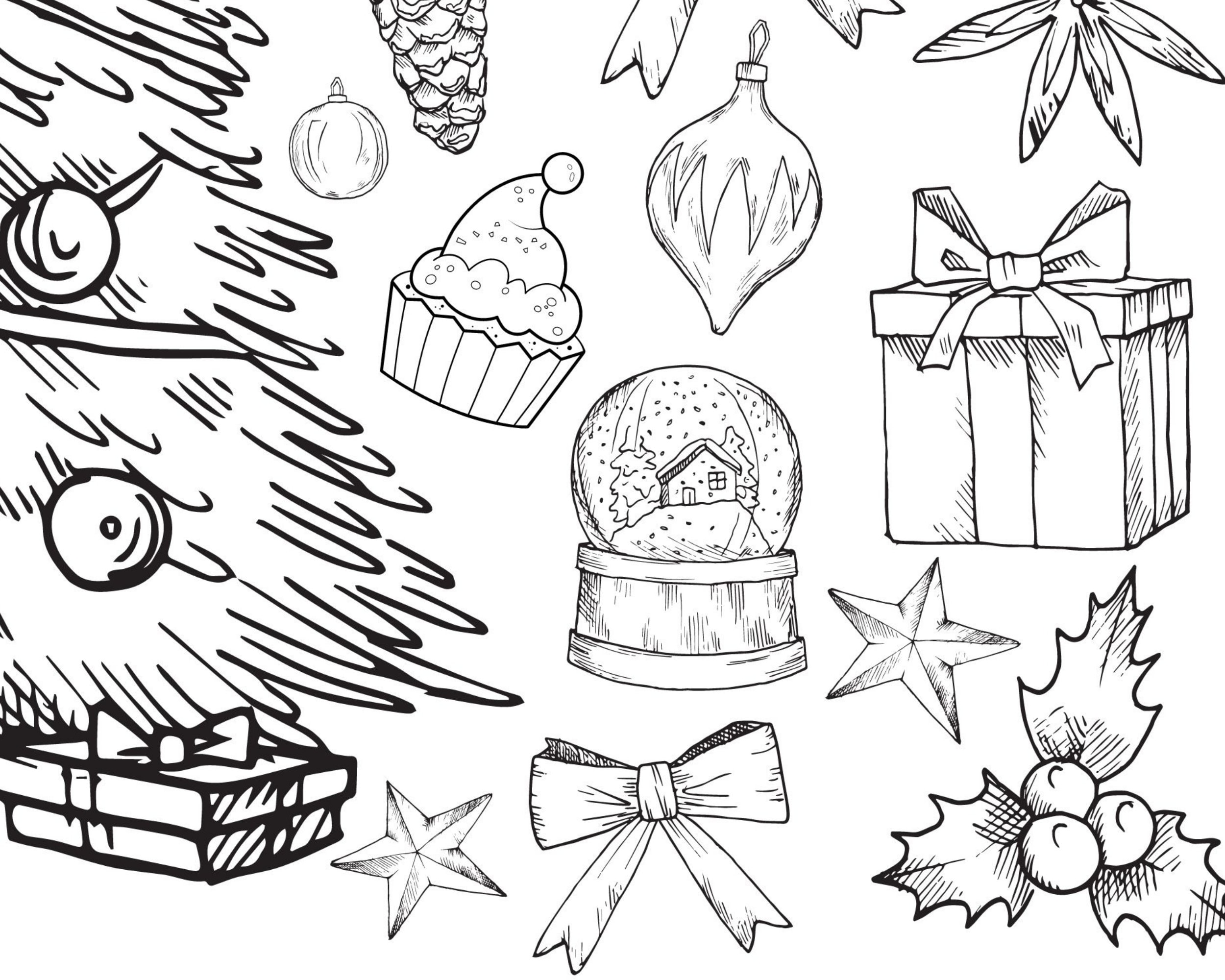 Giant Christmas Coloring Poster: Holiday Tree, Ornaments (PDF) - Etsy