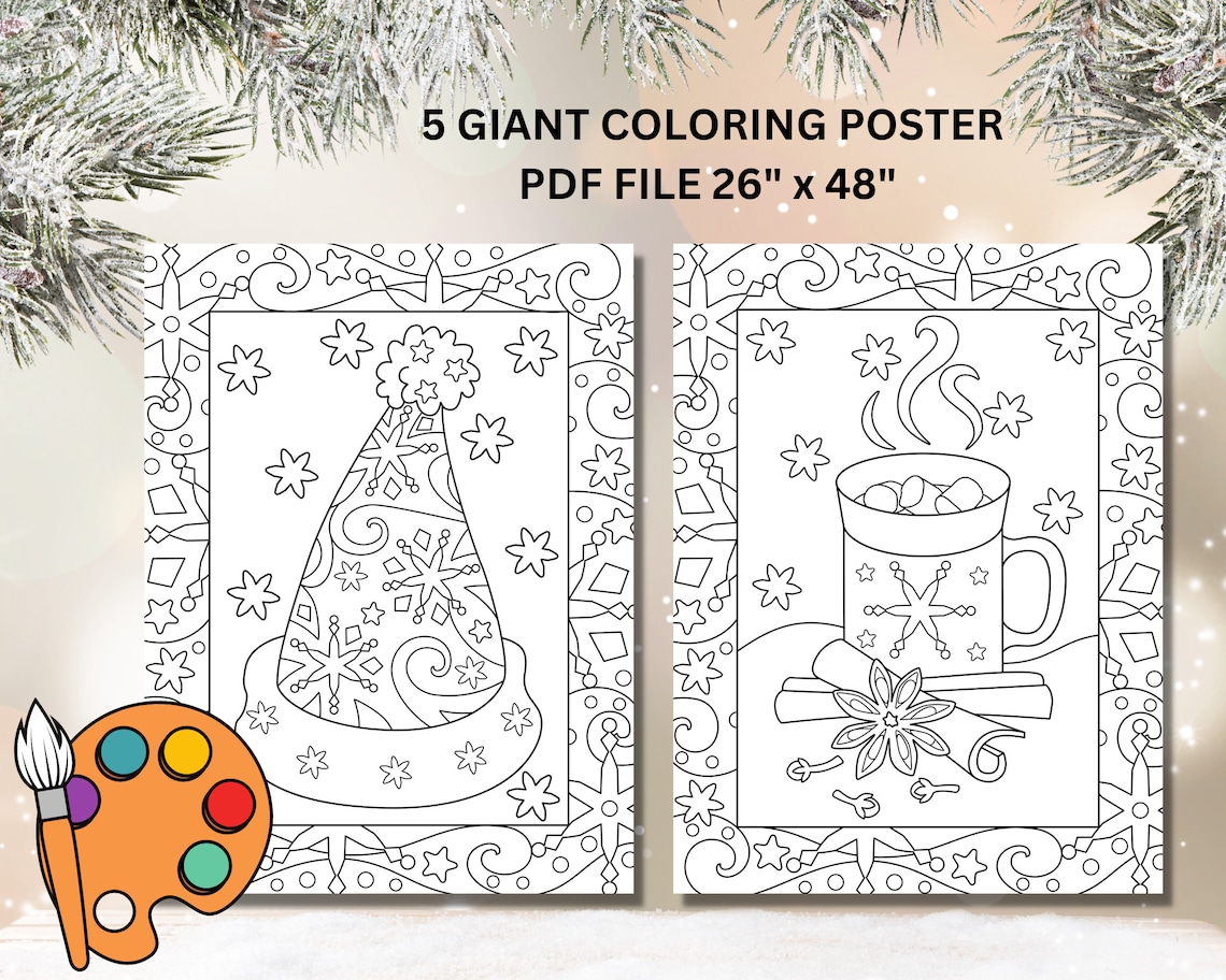 Giant Christmas Coloring Poster: Holiday Activity (36" X 48") (PDF) - Etsy