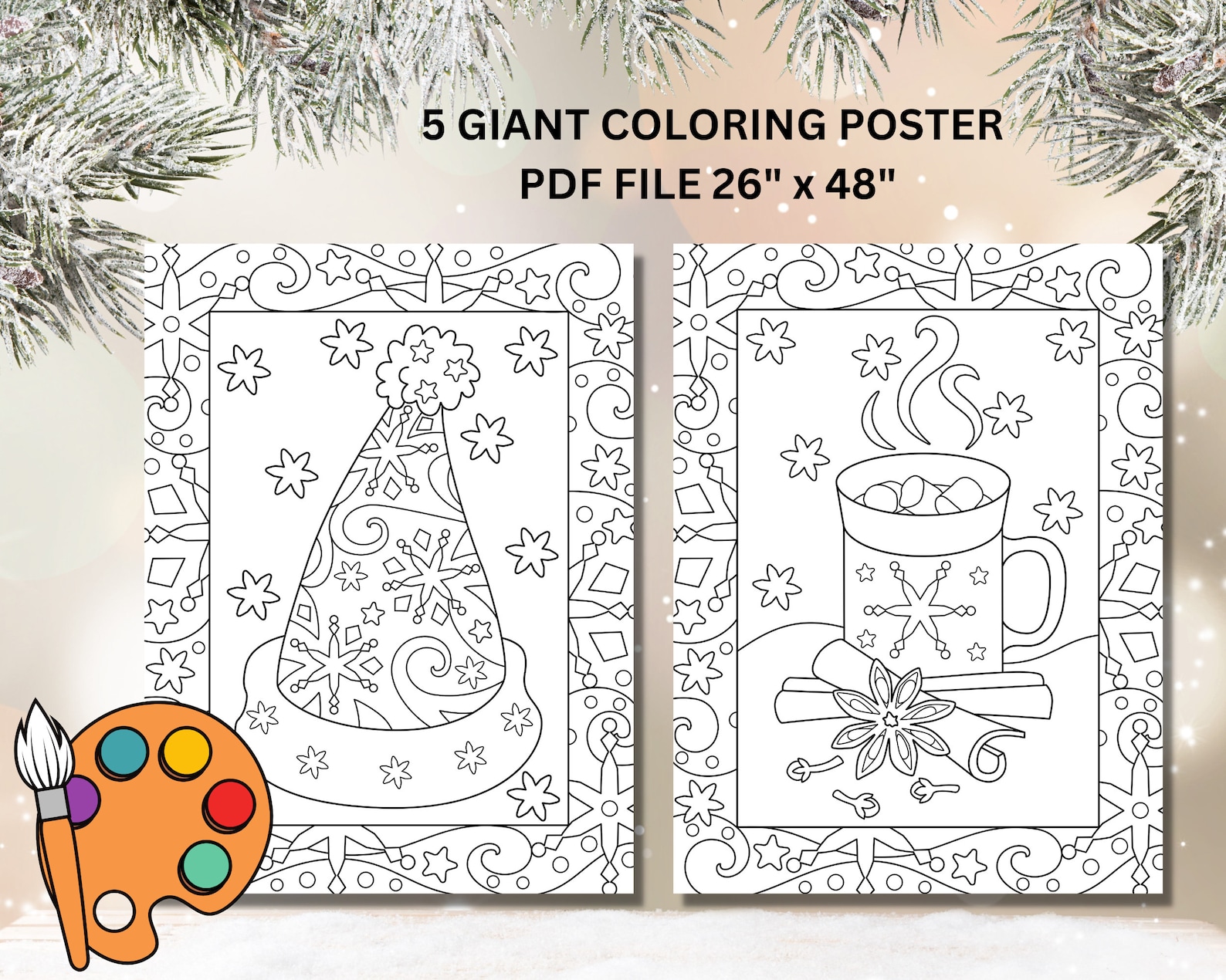 Giant Christmas Coloring Poster: Holiday Activity (36" X 48") (PDF) - Etsy