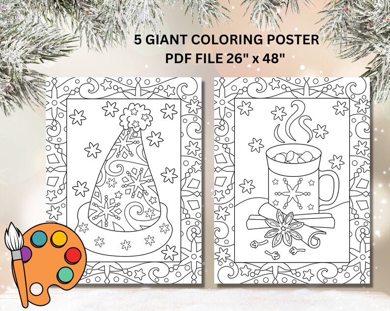 Giant Christmas Coloring Poster: Holiday Activity (36" X 48") (PDF) - Etsy