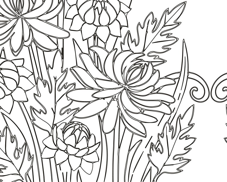 Giant Coloring Poster, Floral Coloring Poster, Adult/kids Coloring Page ...