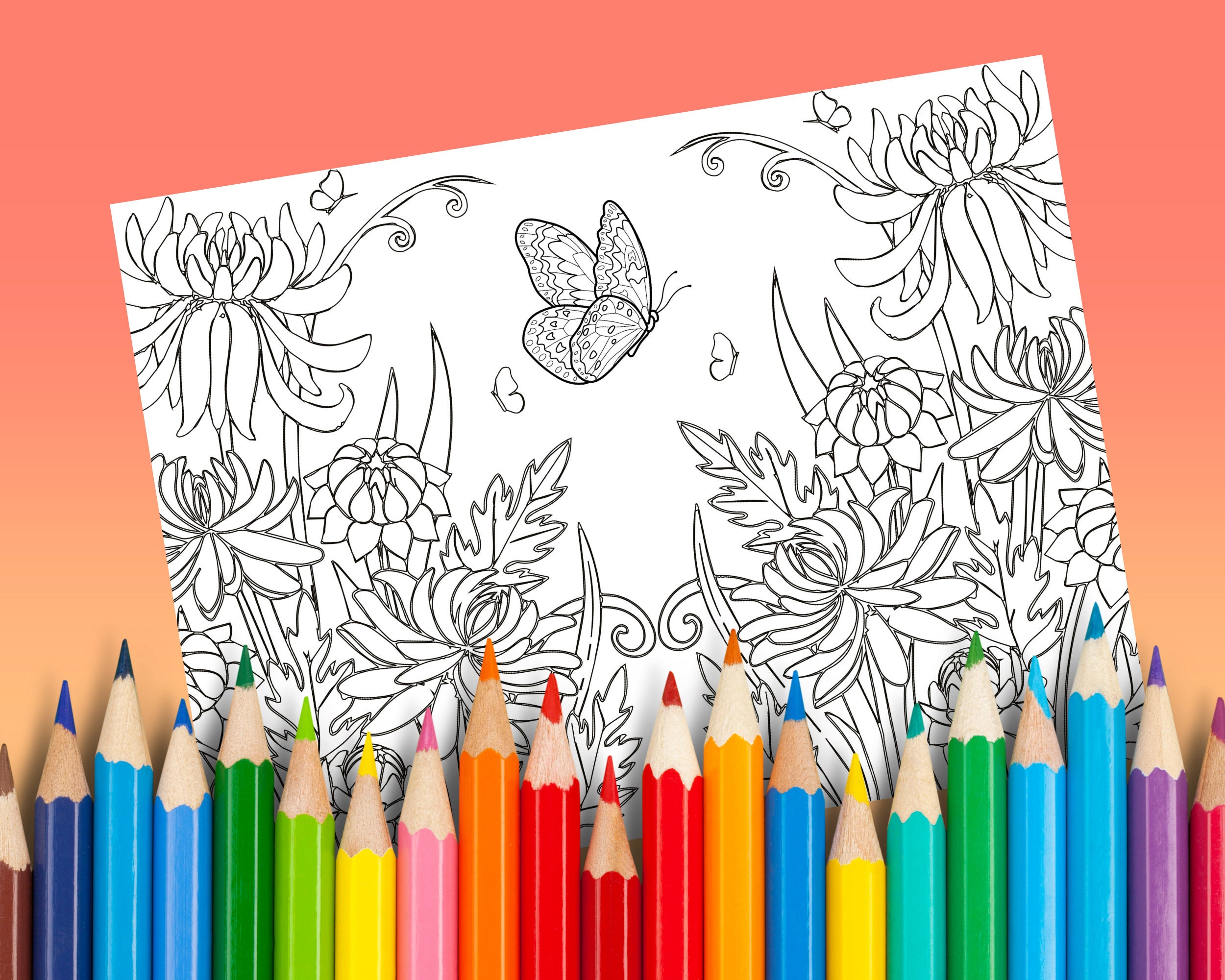 Giant Coloring Poster, Floral Coloring Poster, Adult/kids Coloring Page ...