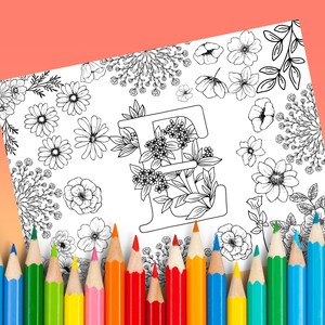 Giant Coloring Poster, Coloring Poster With Letters, Floral Coloring ...
