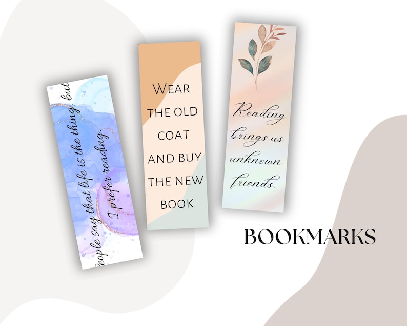 Set of 5 Printable Bookmarks With Famous Quotes | Digital Download ...
