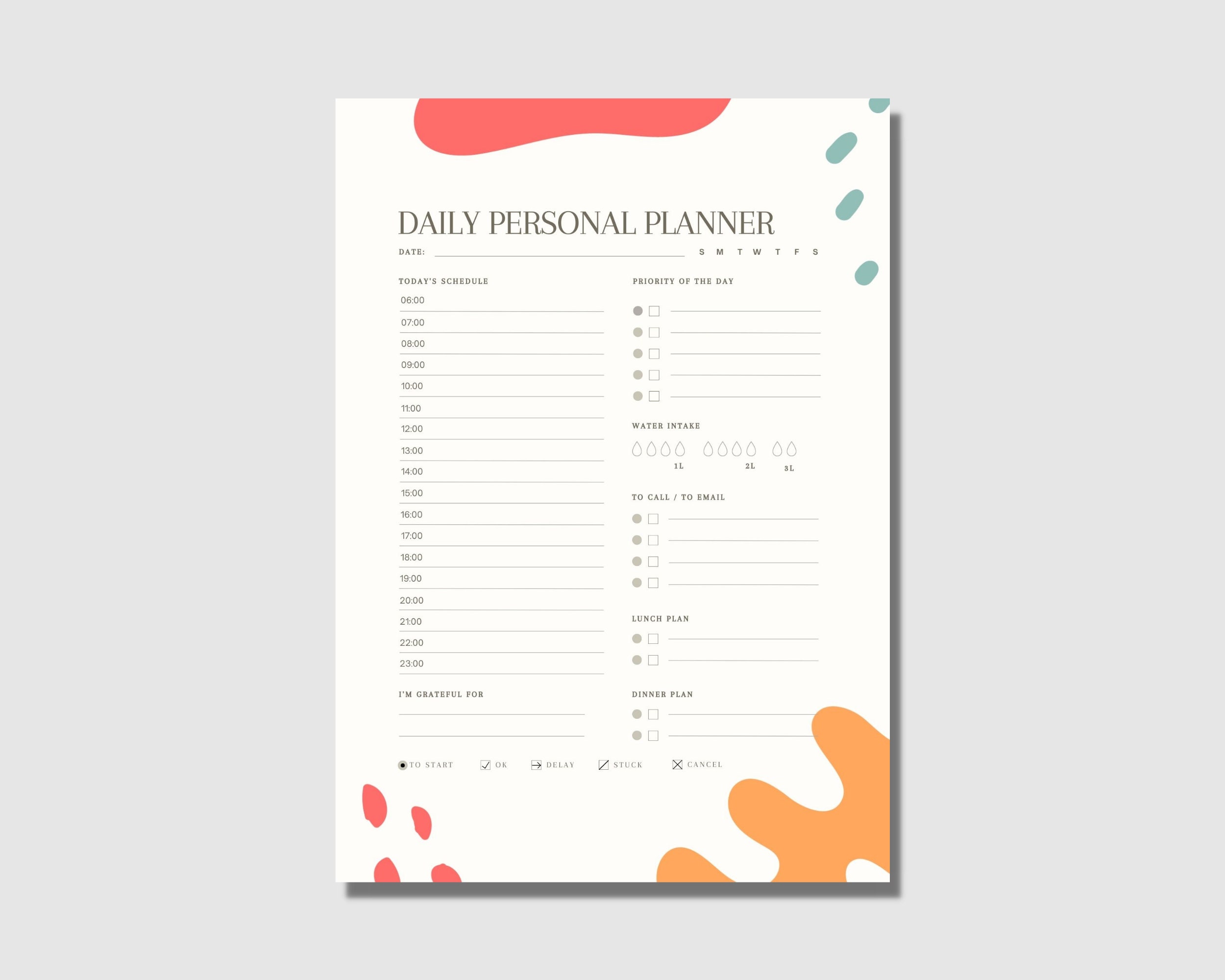 Daily Planner, Printable Daily Planner, Pdf Download, Adhd Daily ...