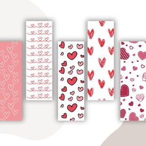 Heart Bookmark, Digital Valentine's Bookmarks, Printable Bookmarks ...