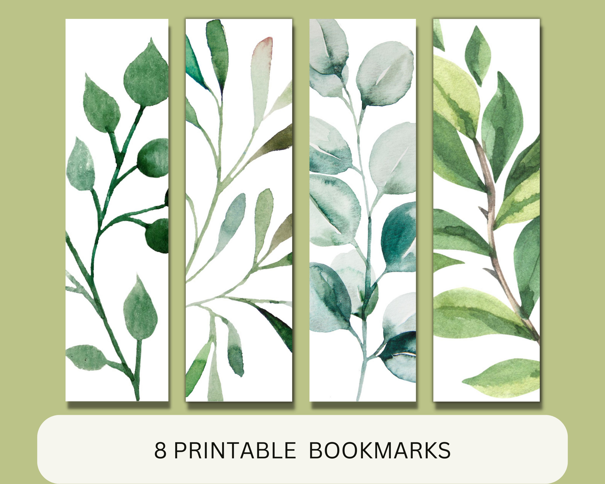 Eucalyptus Watercolor Bookmarks: Botanical Print Set of 8 (digital ...