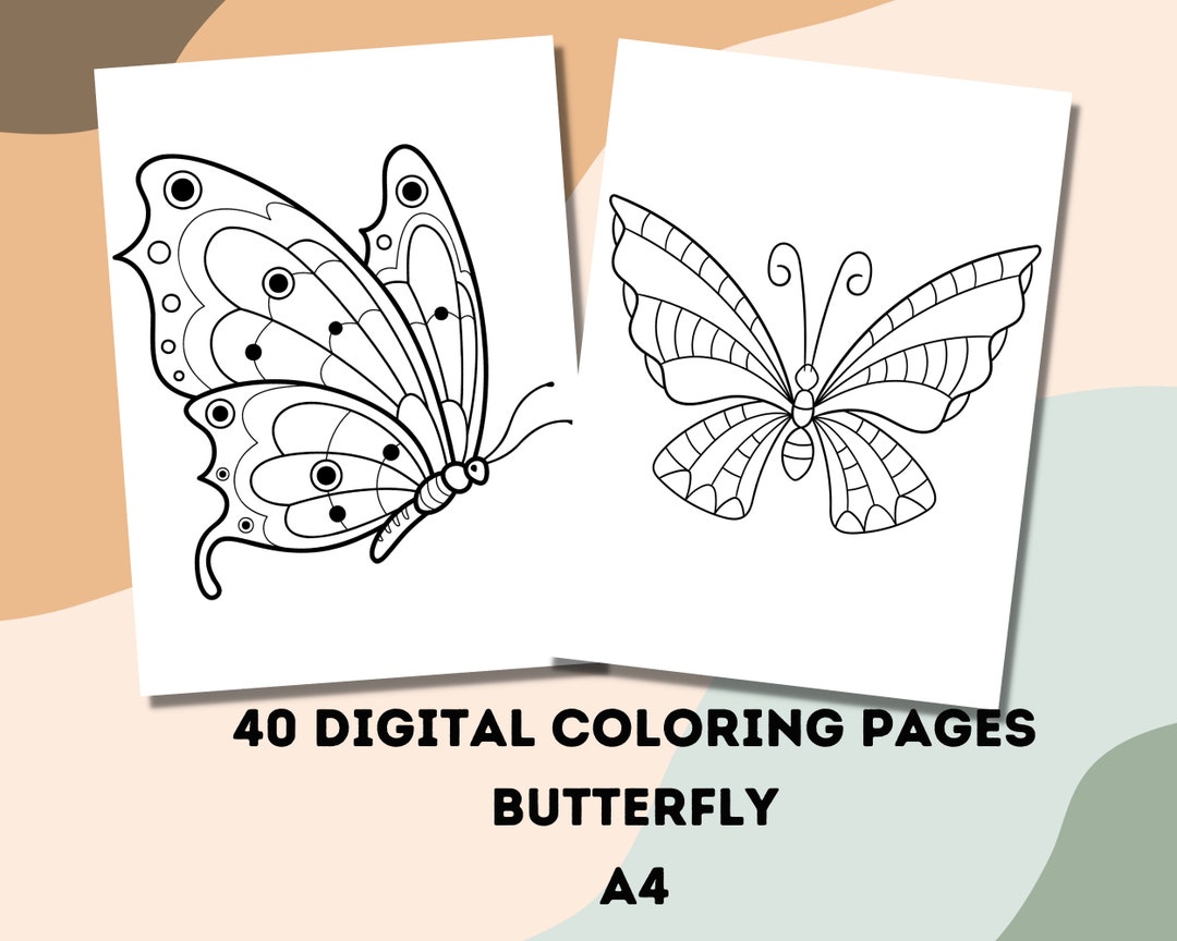40 Butterfly Coloring Pages: Printable Activity Sheets (PDF) - Etsy