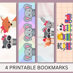 Animal Bookmark Set: Unique Kids Bookmarks (digital Download) - Etsy