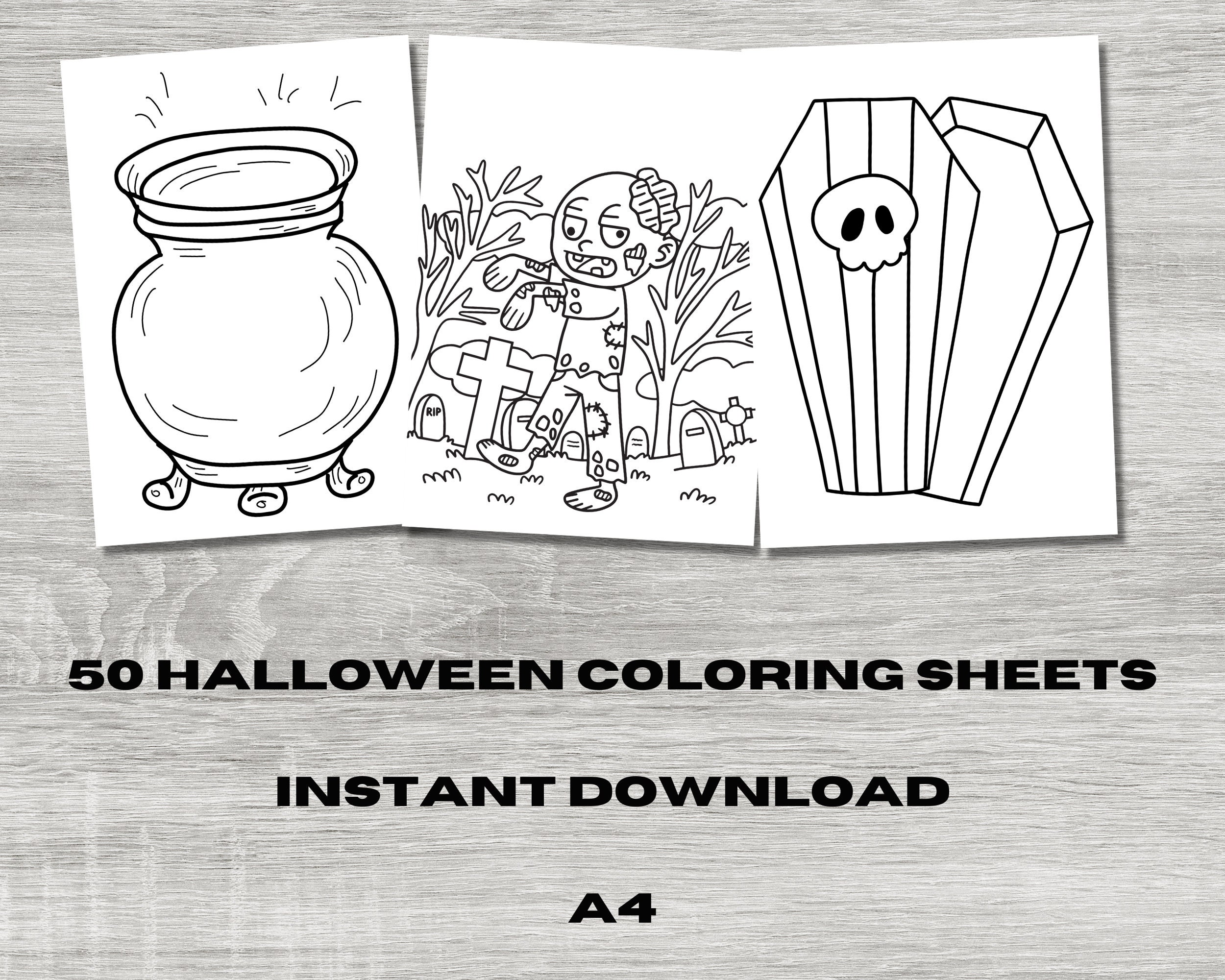 Printable Halloween Coloring Pages, Halloween Coloring Sheets, Instant ...