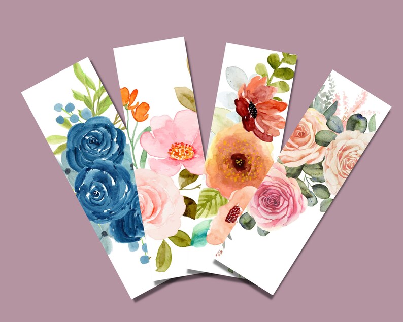 Watercolor Floral Bookmarks: Printable Book Lover Gift (PDF) - Etsy