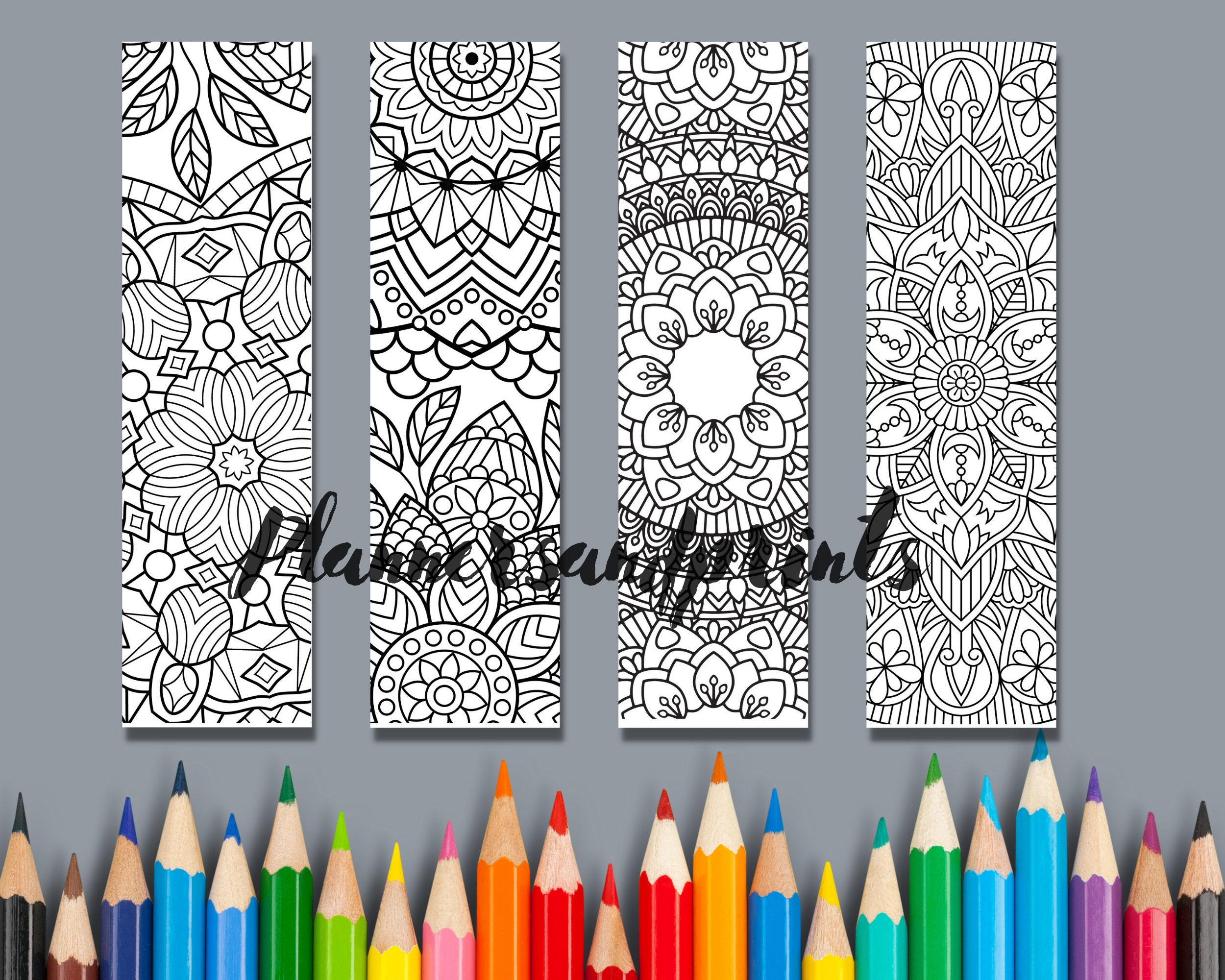 Mandala Printable Bookmarks, Printable Coloring Bookmarks Set of 20 ...