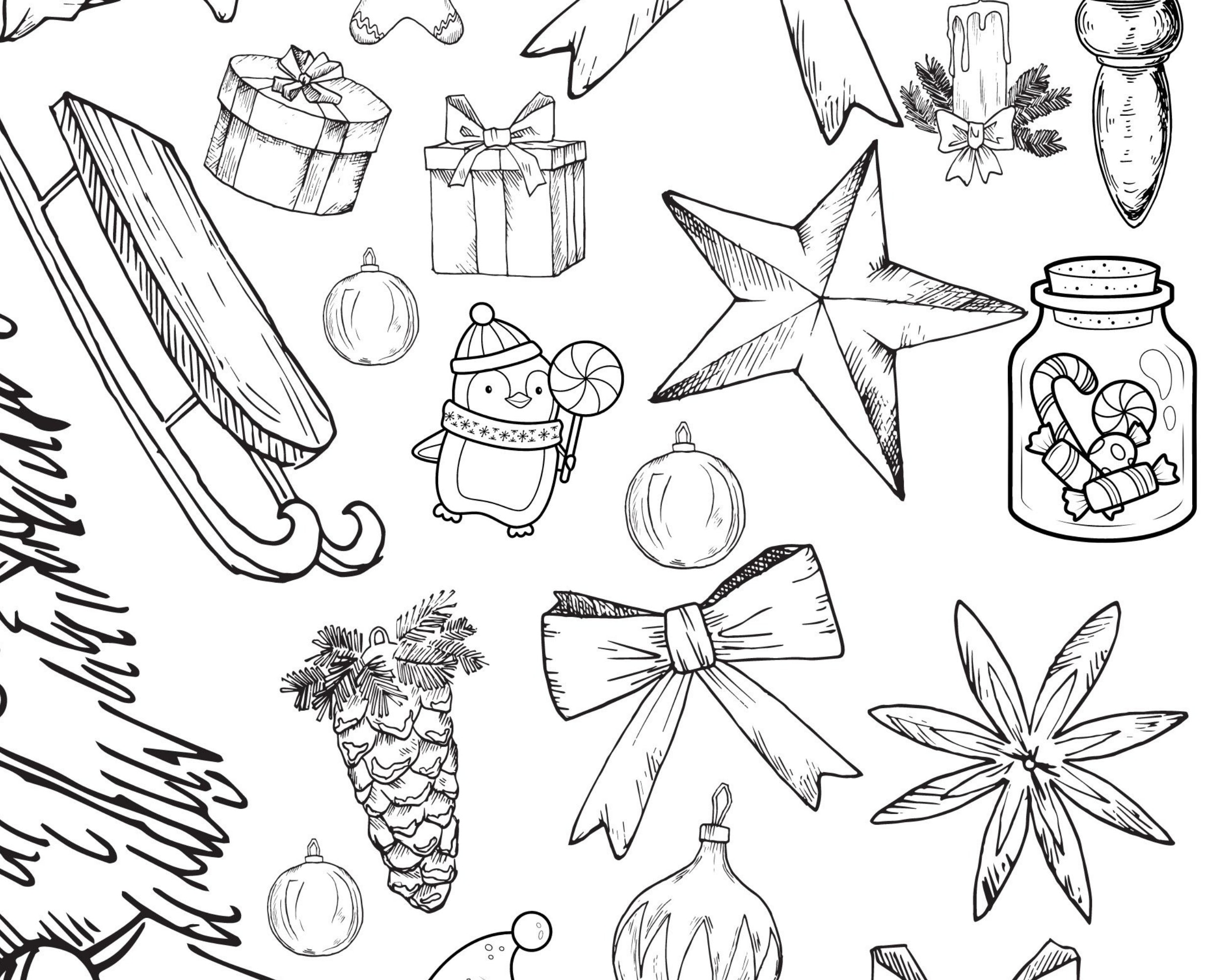 Giant Christmas Coloring Poster: Holiday Tree, Ornaments (PDF) - Etsy