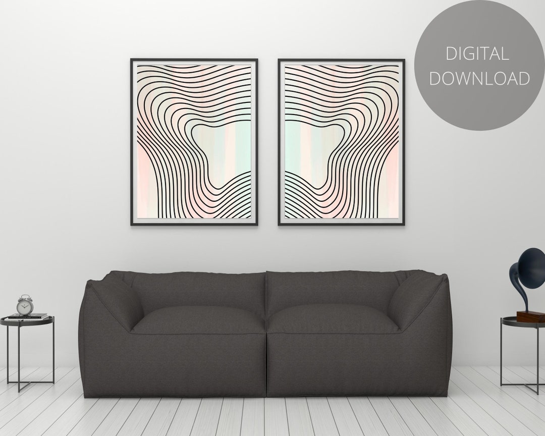Line Art Set of 2, Modern Minimalist Line Drawing Poster for Living ...