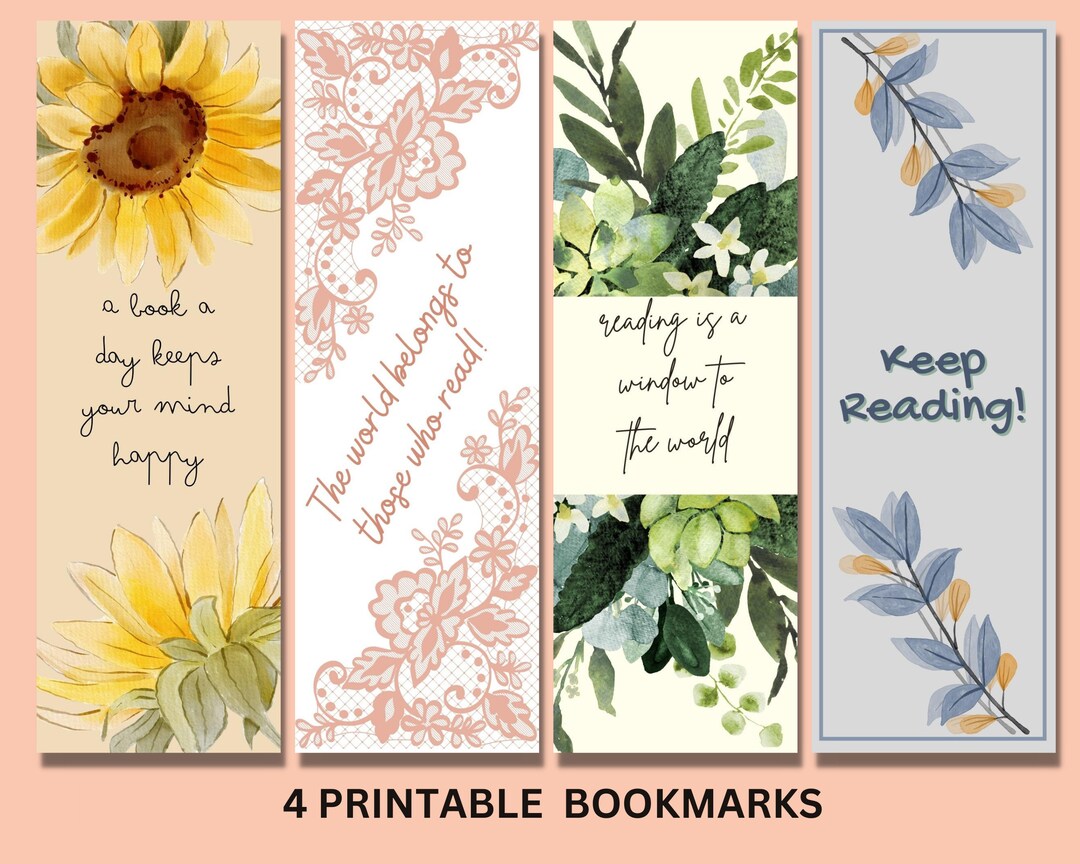 Printable Bookmarks Set, Book Art Print, Bookish Print, Bookmark Set of ...