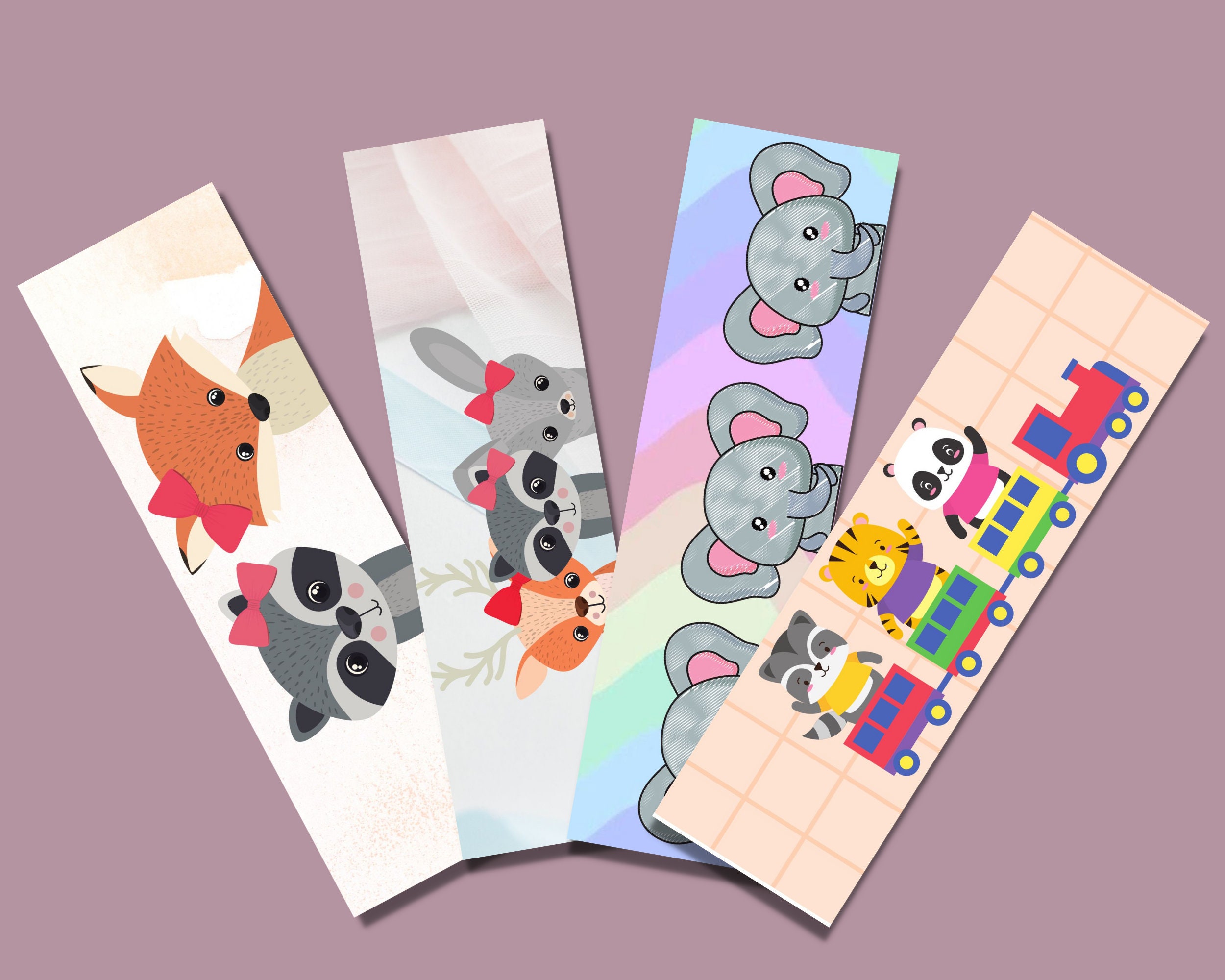 Cute Bookmark, Bookmark Set of 4, Digital Bookmark, Printable Bookmark ...