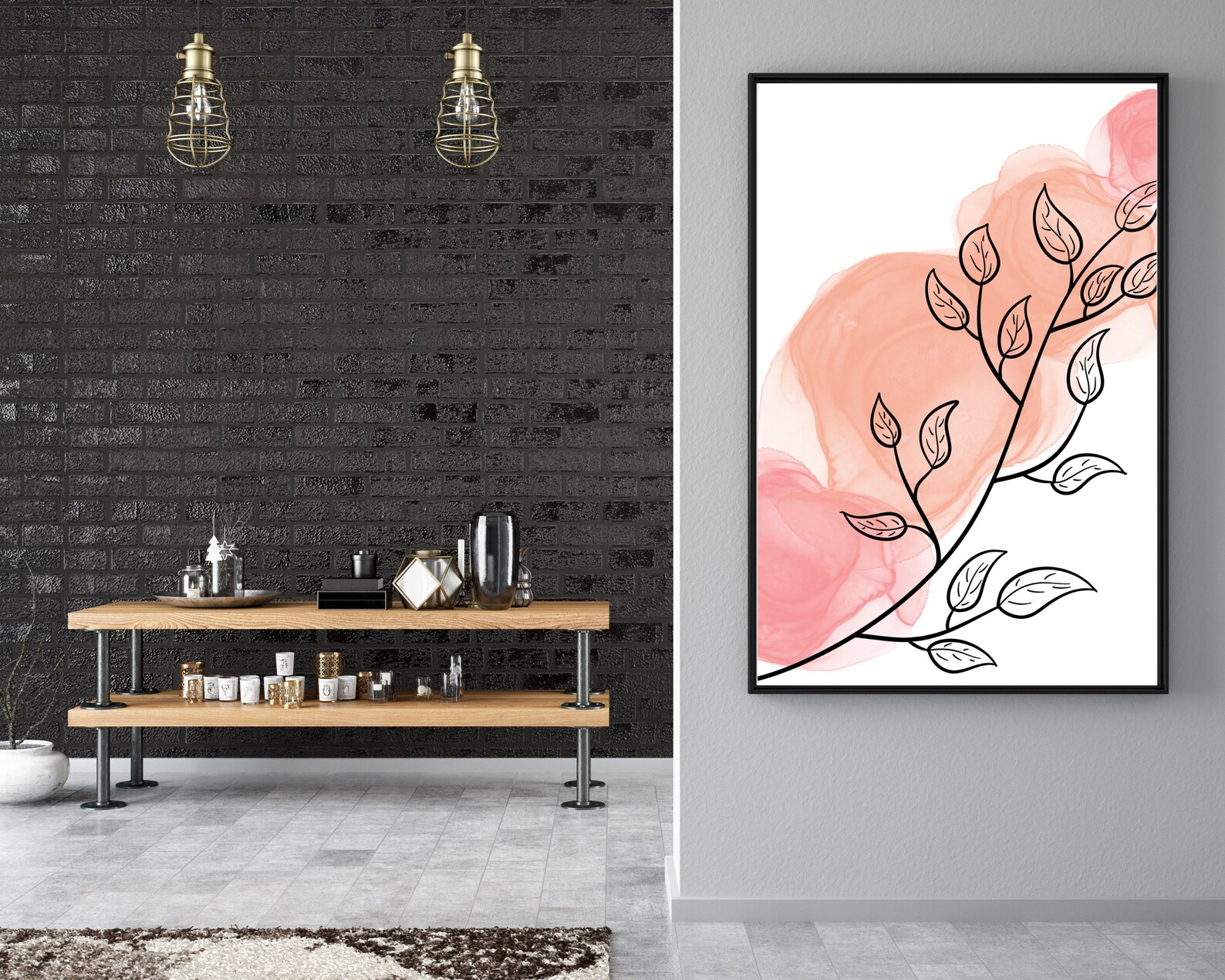 Botanical Line Drawing Print One Line Leaf Poster PRINTABLES Minimalist ...