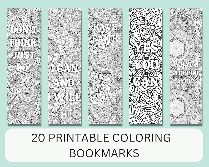 Mandala Coloring Bookmarks: Set of 20 Printable Floral Designs (PDF) - Etsy