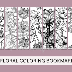 Floral Coloring Bookmarks: Printable Booklover Gift (PDF Download) - Etsy