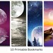 Moon Bookmarks, Printable Bookmarks, Bookmarks Set of 10, Moon Picture ...