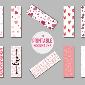 Heart Bookmark, Digital Valentine's Bookmarks, Printable Bookmarks ...