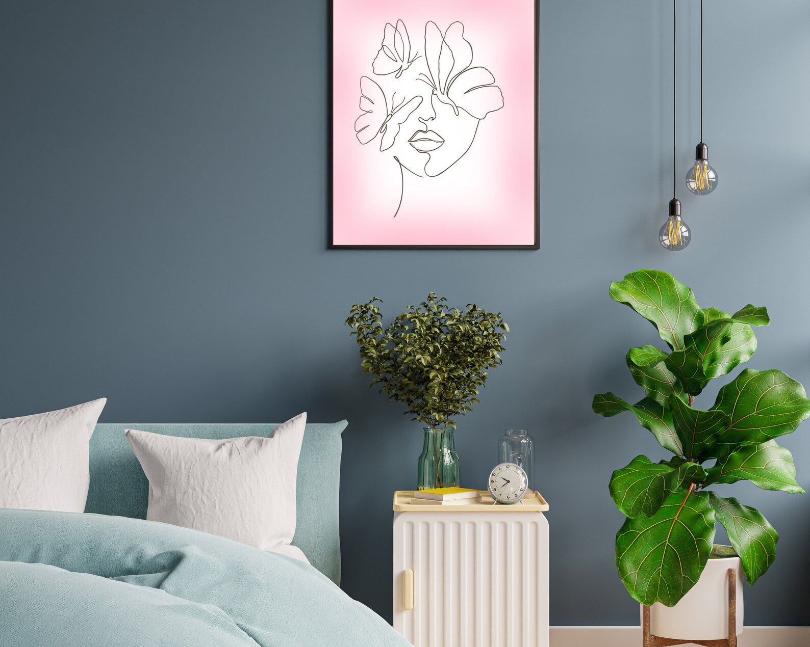 Woman Line Art Print, Female Line Art, Woman With Butterfly Line Art ...