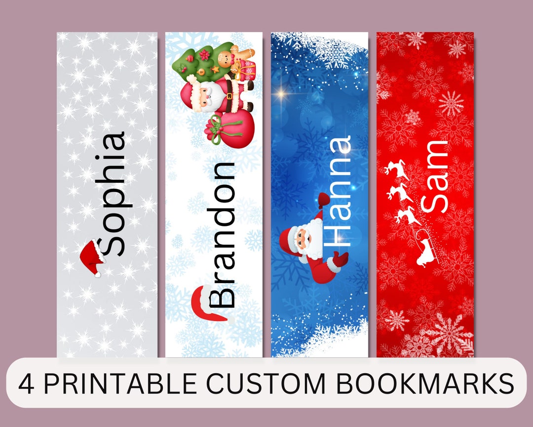 Printable Custom Bookmarks, Printable Bookmarks for Kids, Set of 4 ...