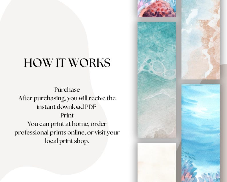 Watercolor Beach Bookmarks: Artistic Bookmark Set (digital Download) - Etsy