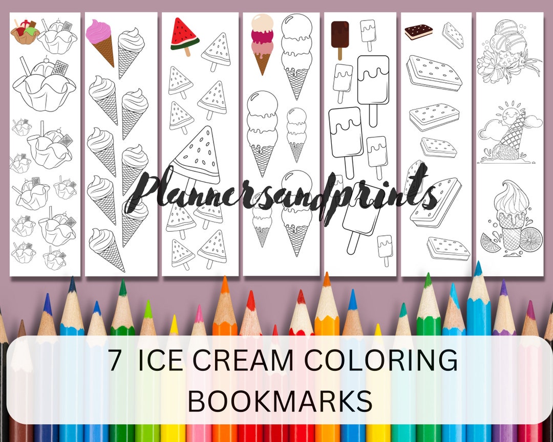 Coloring Bookmarks 7 Ice Cream, Coloring School Activity, INSTANT ...