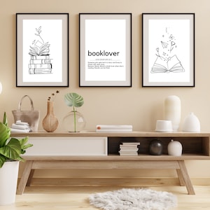 Set of 6 Bookish Prints, Book Art, Library Decor, Book Lover Gift ...