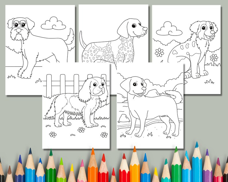 Dog Coloring Pages Printable Coloring Pages Dog Lover Gift Coloring ...