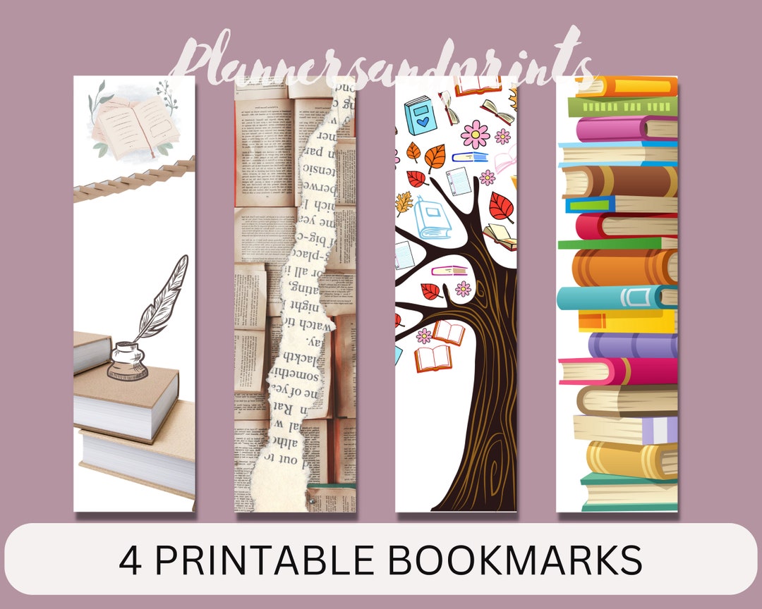 Printable Bookmarks, Bookmark Set of 4, Cute Bookmarks, Vintage ...