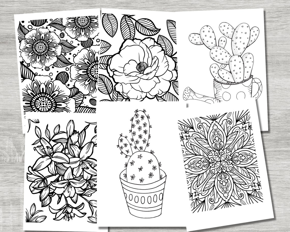 110 Flower Digital Coloring Pages Bundle for Adults and Children ...