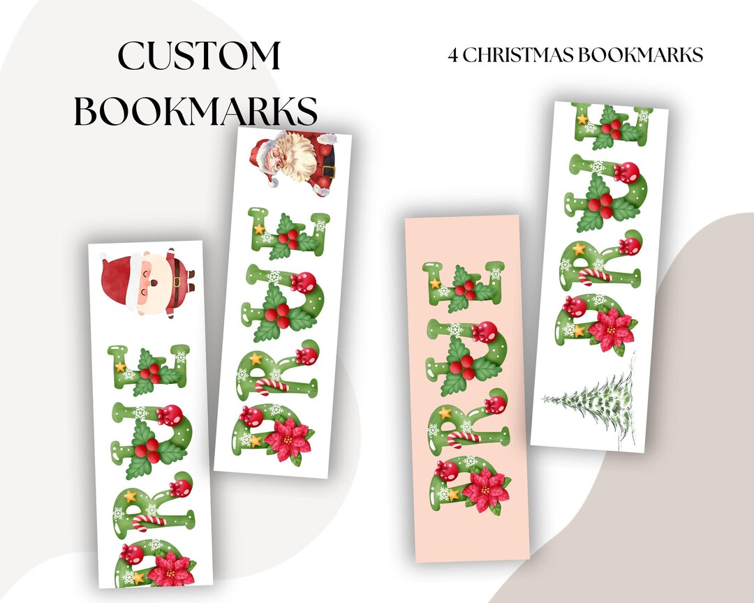 Printable Custom Bookmarks, Christmas Bookmarks, Bookmark for Kids ...