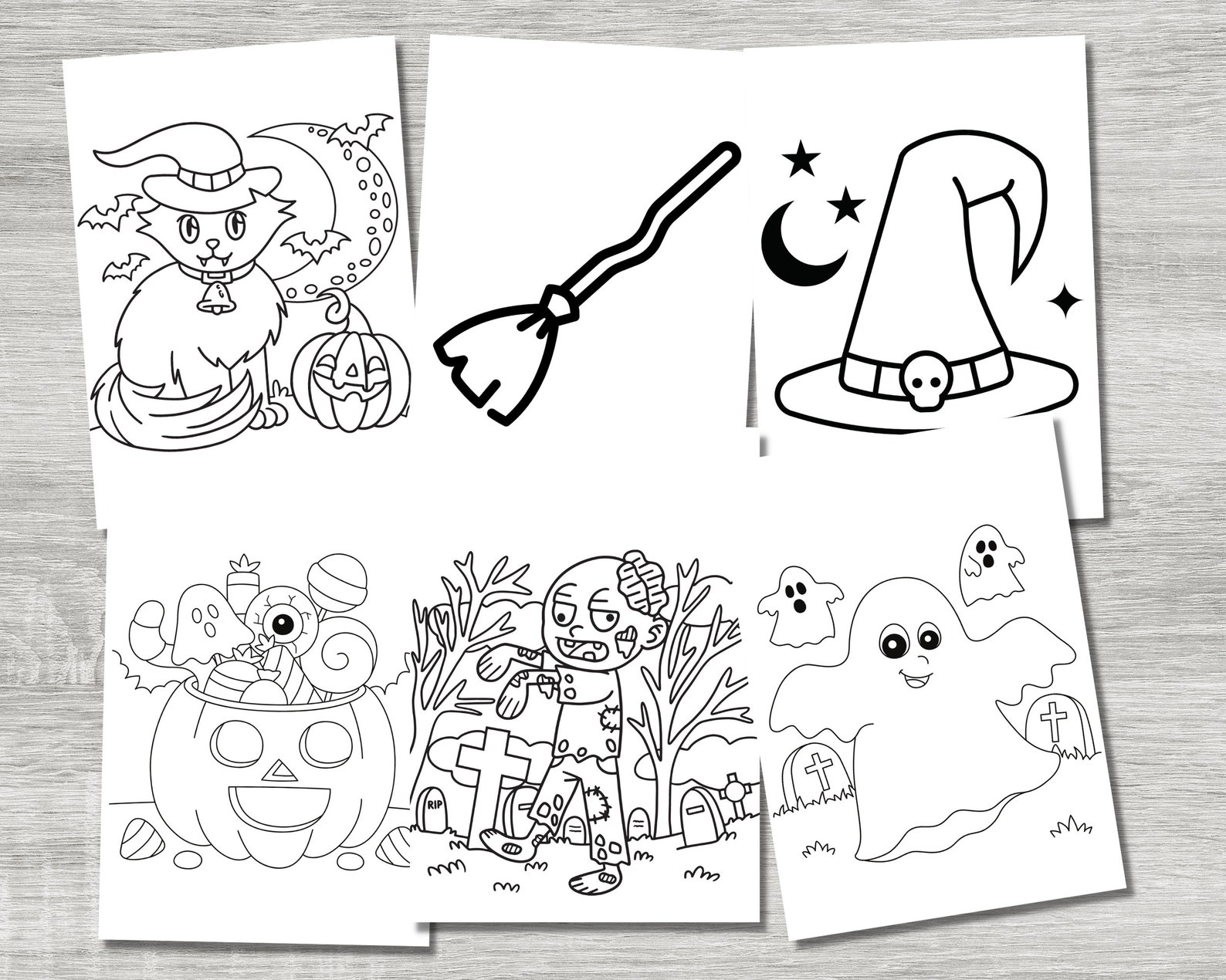 Printable Halloween Coloring Pages, Halloween Coloring Sheets, Instant ...