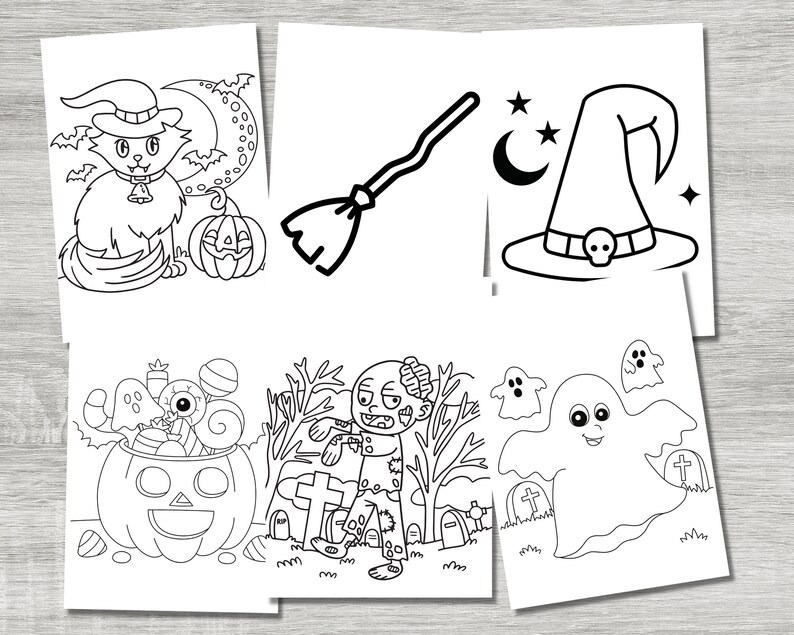 Printable Halloween Coloring Pages, Halloween Coloring Sheets, Instant ...
