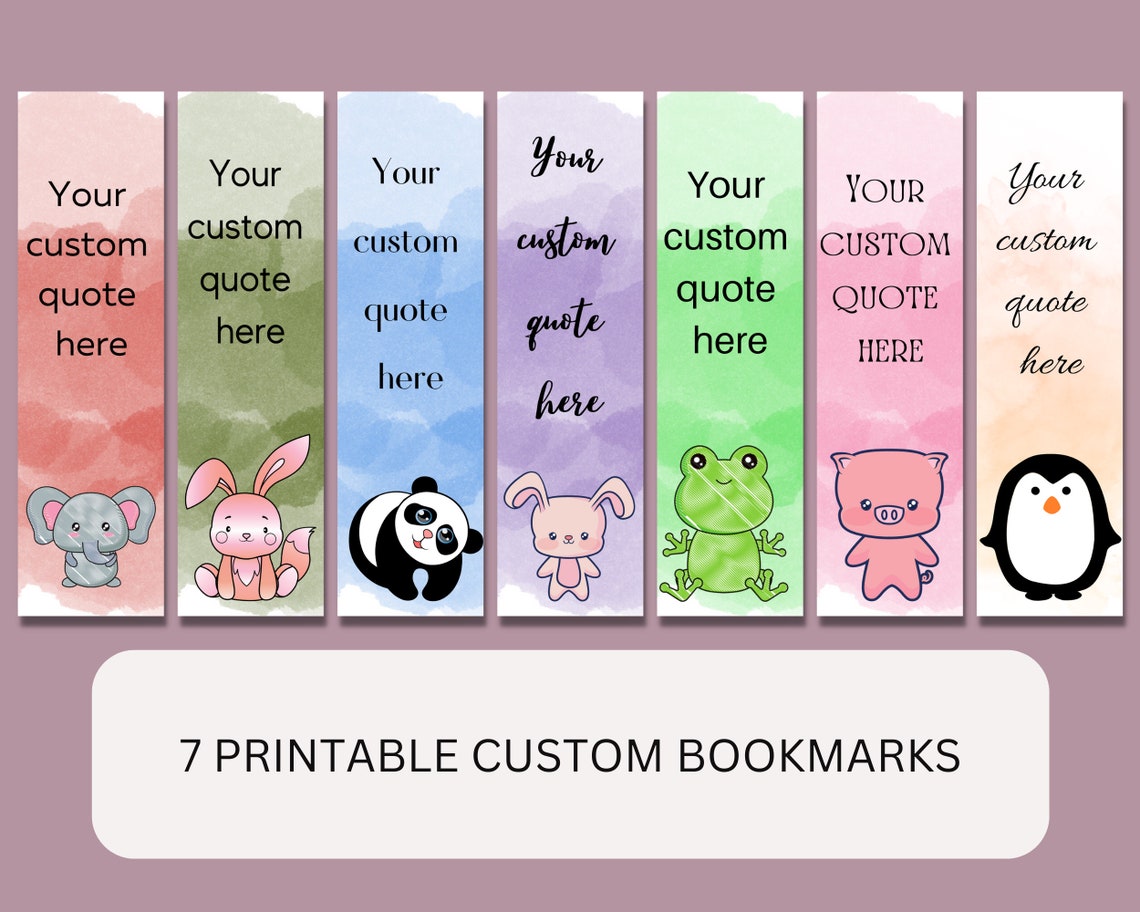 Printable Custom Bookmarks Bookmarks for Kids Animal - Etsy