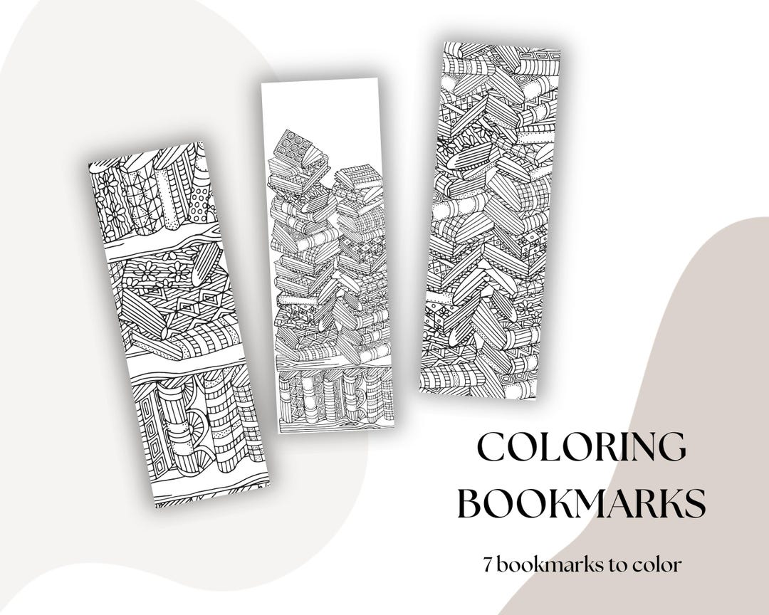 Book Lover's Coloring Bookmarks – Digital Download of 7 Unique ...